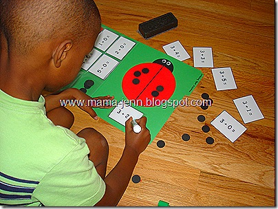 Ladybug Spot Addition File Folder Game